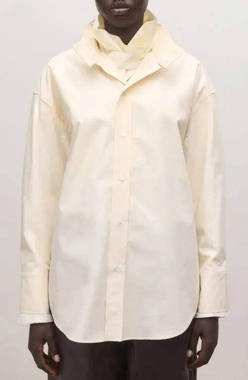Mango Layered Collar Button-up Shirt - Yellow