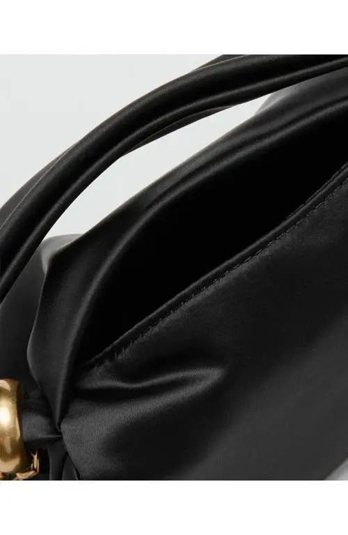Mango Satin Top Handle Evening Bag - Black