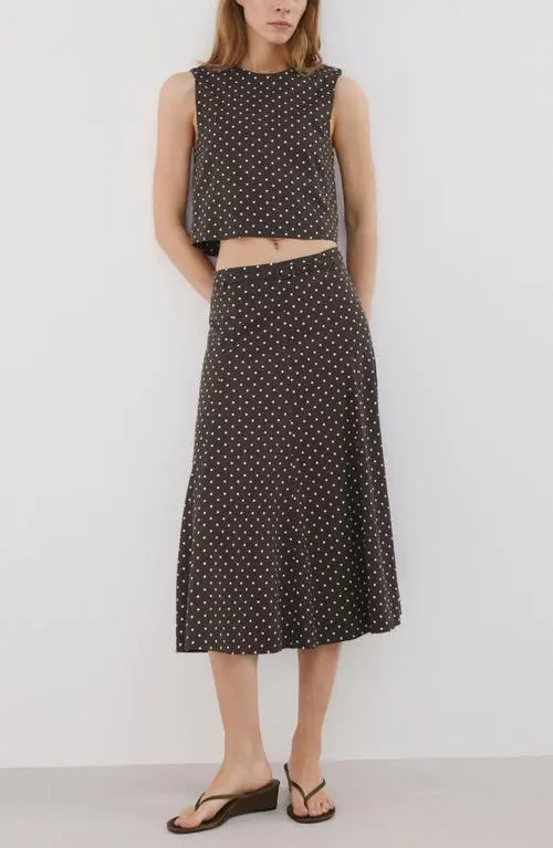 Mango Polka Dot Linen Blend Crop Top