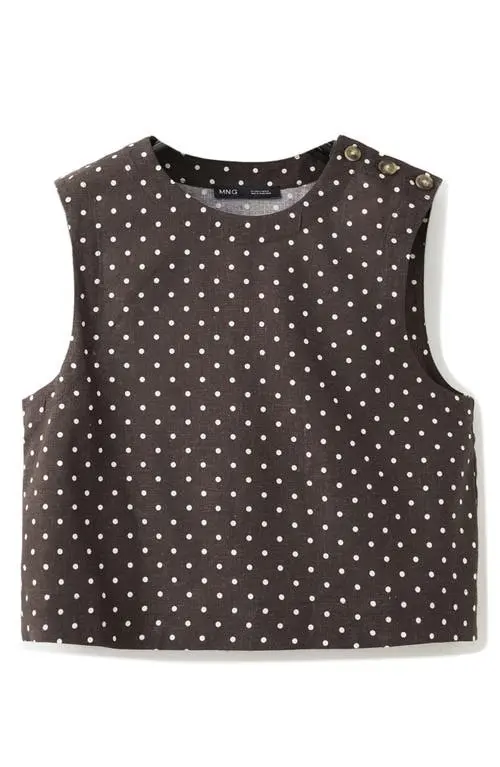 Mango Polka Dot Linen Blend Crop Top