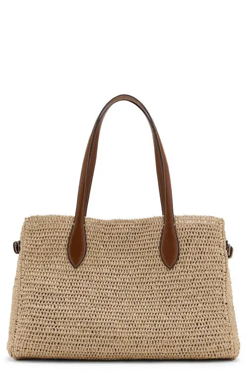 Mango Raffia Tote - Leather