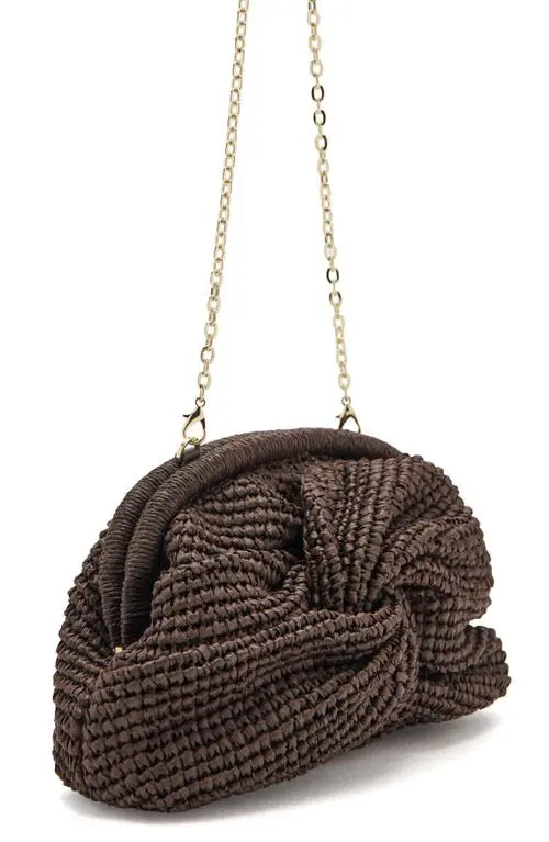 Mango Woven Frame Clutch With Chain Strap