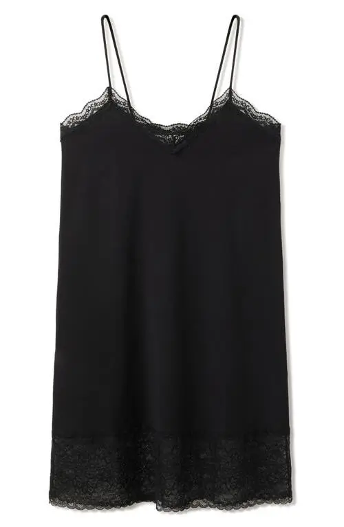 Mango Lace Trim Jersey Chemise - Black