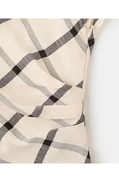 Mango Windowpane Check Asymmetric Dress