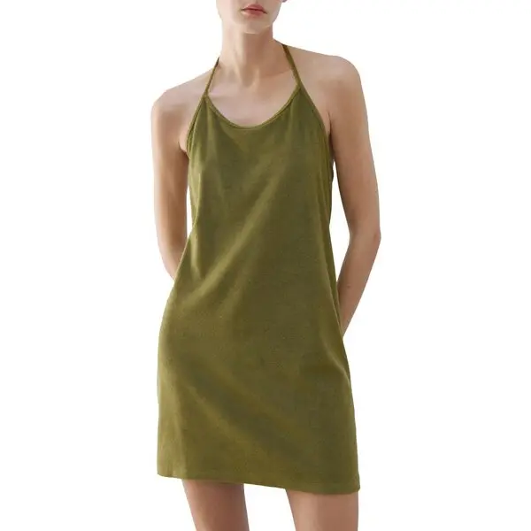 Mango Terry Halter Nightgown - Khaki Green