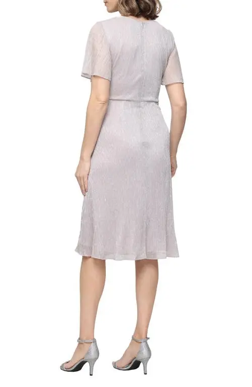 SL FASHIONS Knot Front Metallic Cocktail Dress