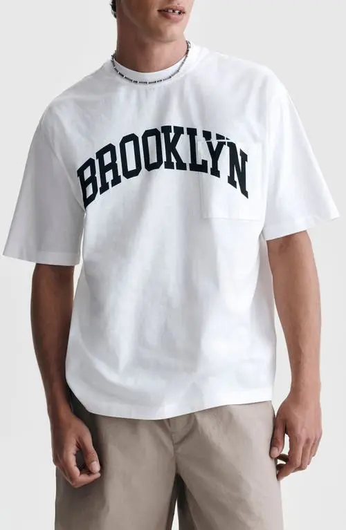 Brooklyn Industries Loose Fit Collegiate Logo Cotton Graphic T-shirt - White