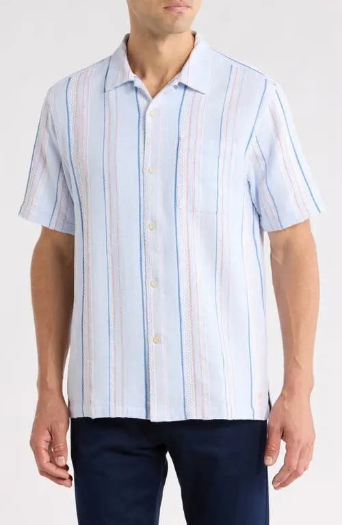 Tommy Bahama Milano Textured Stripe Cotton Camp Shirt