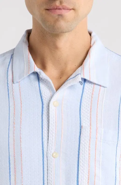 Tommy Bahama Milano Textured Stripe Cotton Camp Shirt