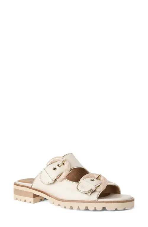 Aquatalia Montirone Leather Buckle Sandals - Soft White Leather
