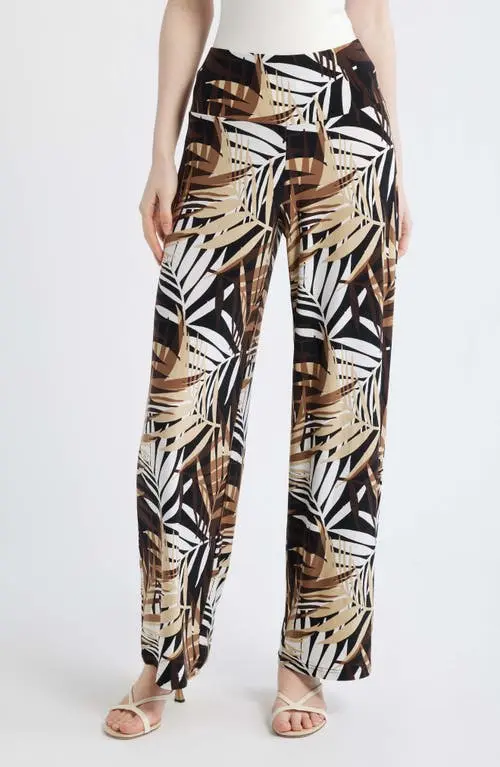 Anne Klein High Waist Print Pull-on Wide Leg Pants - Anne Black Multi