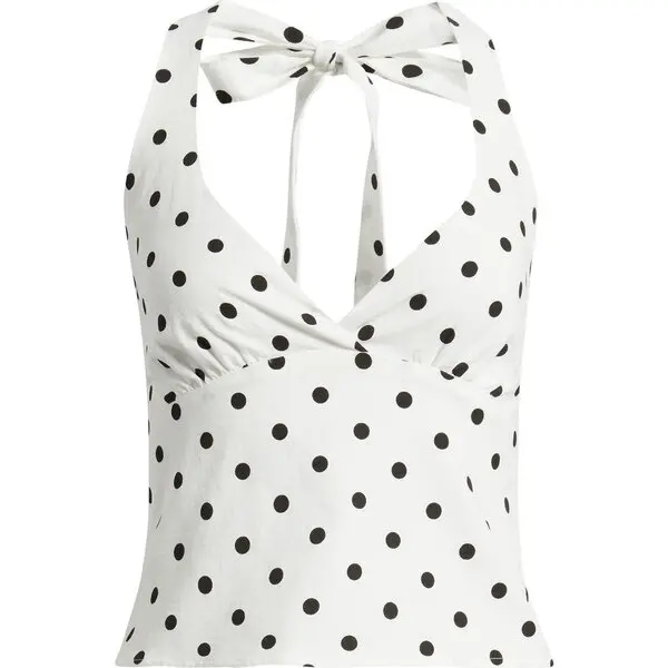 Princess Polly Alter Of Love Polka Dot Halter Top - White Polka Dot