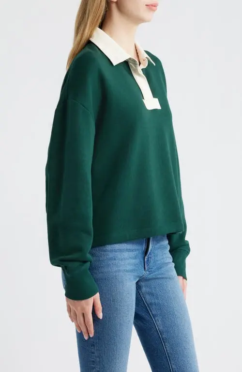 Rag & Bone Vintage Terry Polo Sweatshirt - Forest