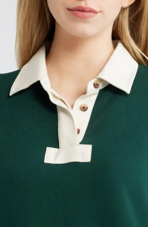 Rag & Bone Vintage Terry Polo Sweatshirt - Forest