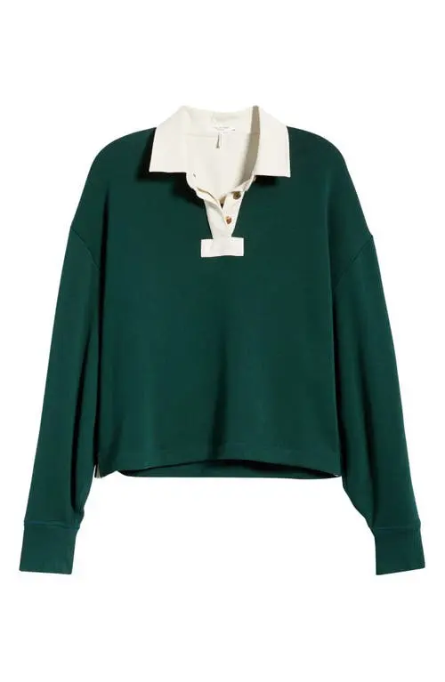 Rag & Bone Vintage Terry Polo Sweatshirt - Forest