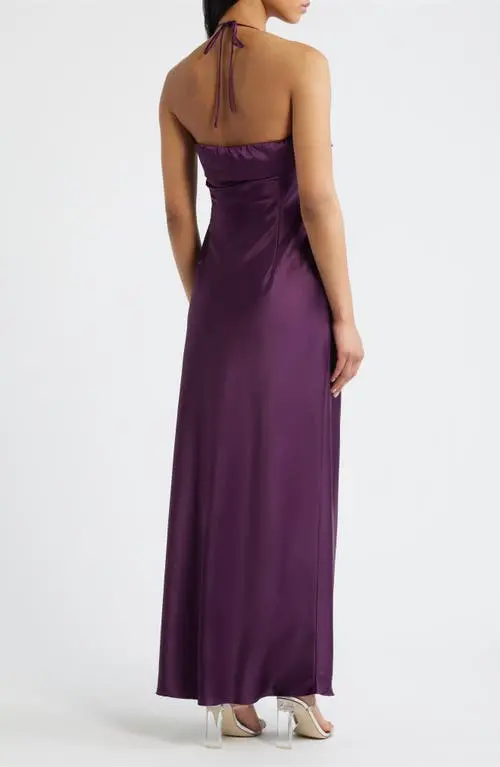 Princess Polly Ruched Halter Satin Gown