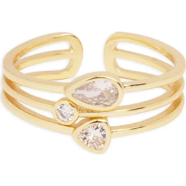 Argento Vivo Cubic Zirconia Multirow Ring - Gold