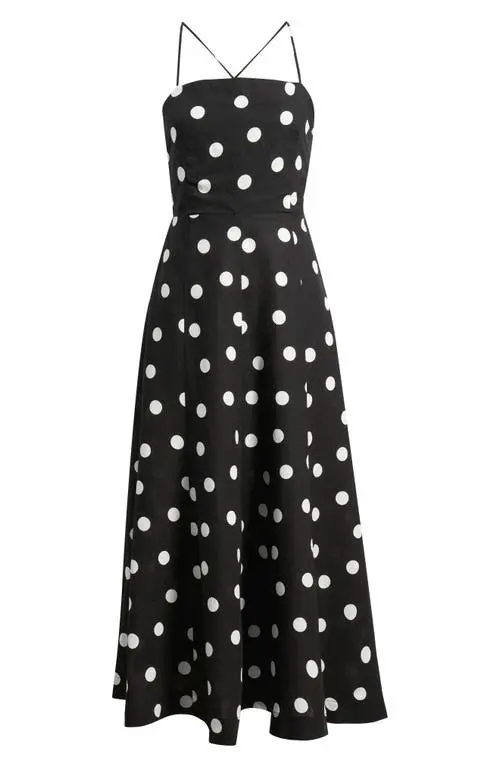 Mango Polka Dot Lyocell-Linen Dress - Black | Editorialist