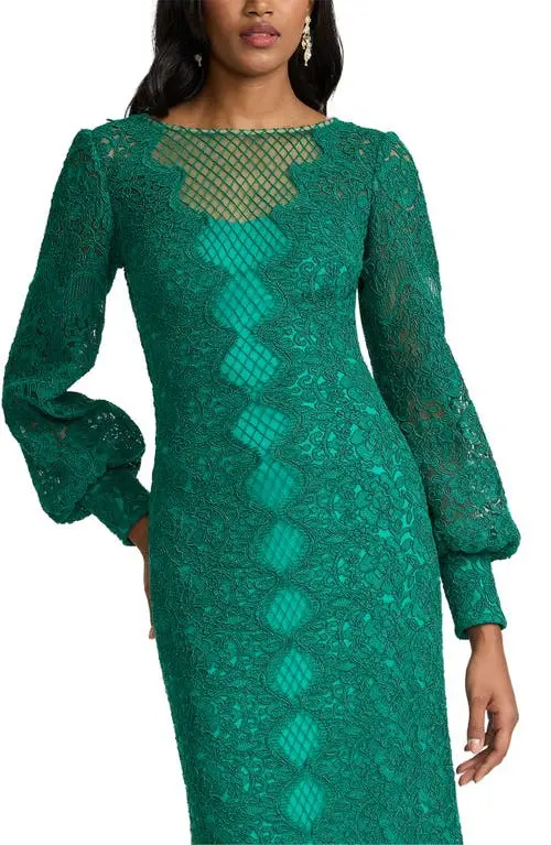 Tadashi Shoji Long Sleeve Corded Lace Gown