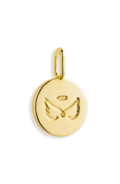 THE SIS KISS Engraved Angel Wing Charm - Gold