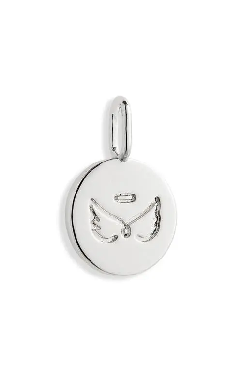 THE SIS KISS Engraved Angel Wing Charm - Silver