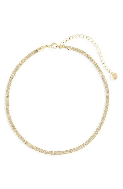 THE SIS KISS Skinny Herringbone Choker Necklace - Gold