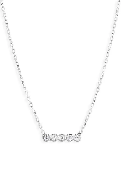 THE SIS KISS Loverly Crystal Bar Necklace - Silver