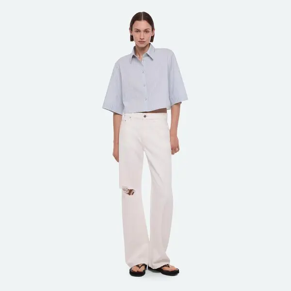 Helmut Lang Cropped Trench Shirt - Light Blue Multi