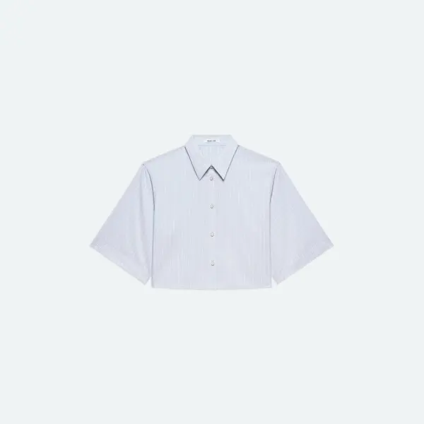 Helmut Lang Cropped Trench Shirt - Light Blue Multi
