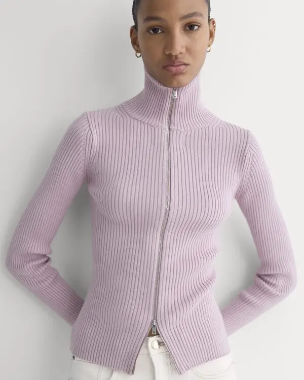 Everlane Full-zip Ribbed Everyday Cotton Jacket - Burnished Lilac