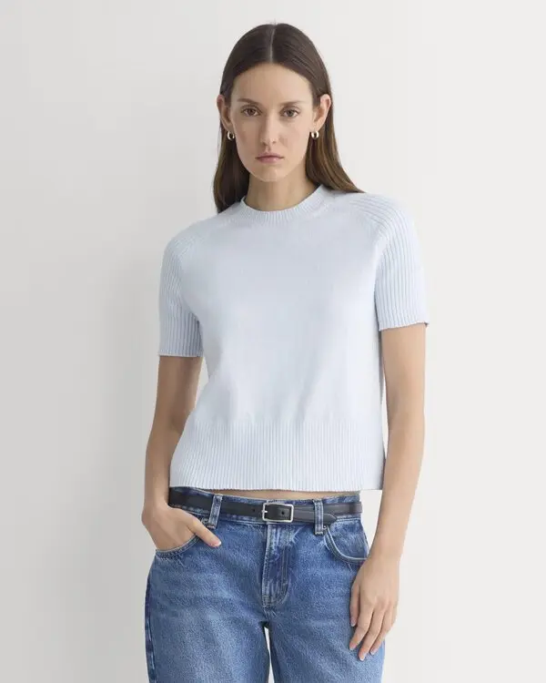 Everlane Short-sleeve Crew Neck Sweater, Everyday Cotton Size - Skywriting