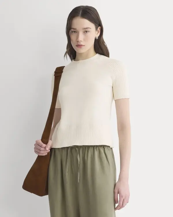 Everlane Short-sleeve Crew Neck Sweater, Everyday Cotton Size - Canvas