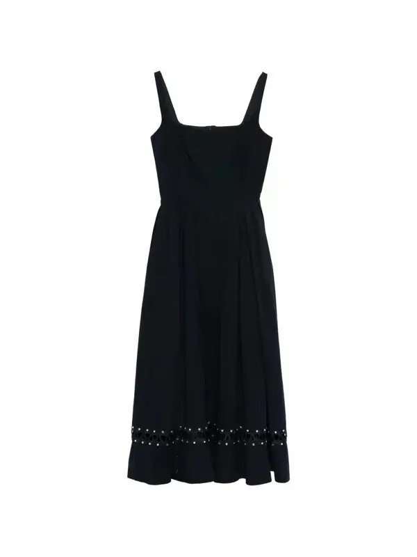 Maje Flared Midi Dress With Silver-tone Eyelet Details - Blue