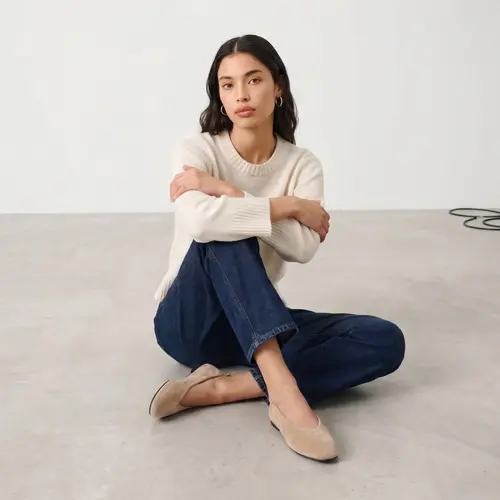 AMIE RAFA Erika Suede Ballet Flats - Beige