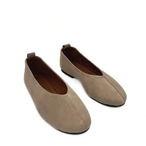 AMIE RAFA Erika Suede Ballet Flats - Beige