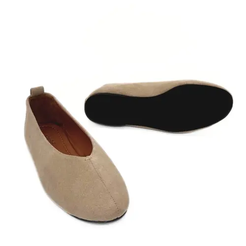 AMIE RAFA Erika Suede Ballet Flats - Beige