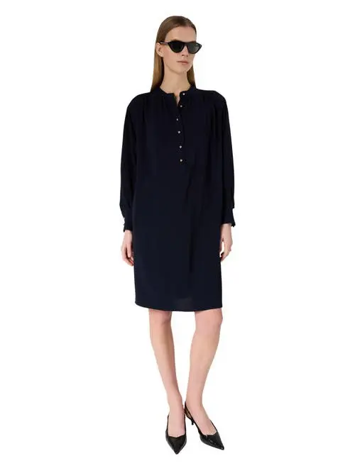 Gerard Darel Rosine Belted Shirt Dress - Navy Blue