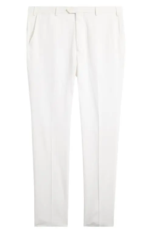 Emporio Armani White Flat Front Suit Pants - Solid White