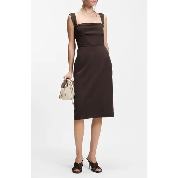 BOSS Slim Fit Jersey Dress With Layered Detail