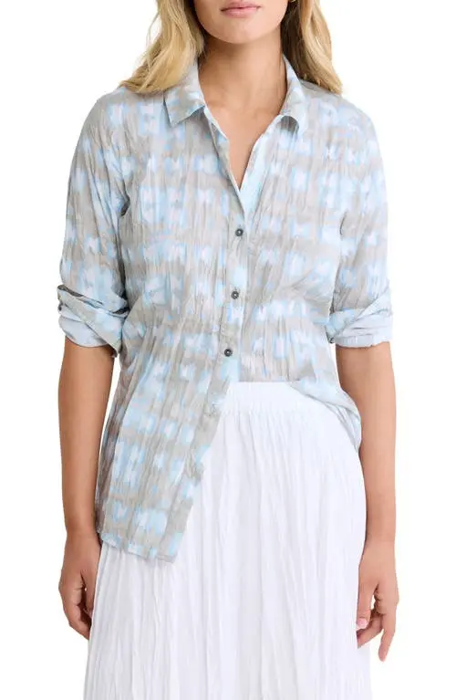 NZ BY NIC AND ZOE Shibori Core Crinkle Button-up Cotton Shirt