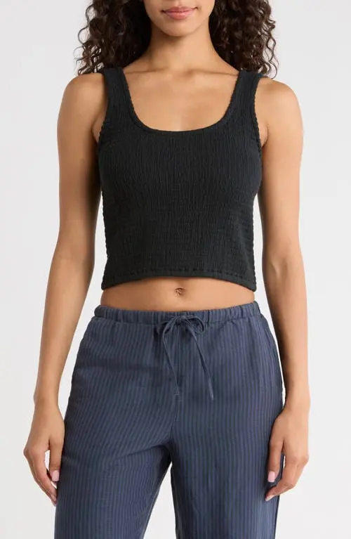 Marine Layer Coralina Crop Cotton Rib Tank - Black
