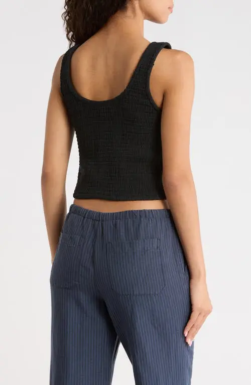 Marine Layer Coralina Crop Cotton Rib Tank - Black