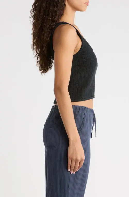 Marine Layer Coralina Crop Cotton Rib Tank - Black
