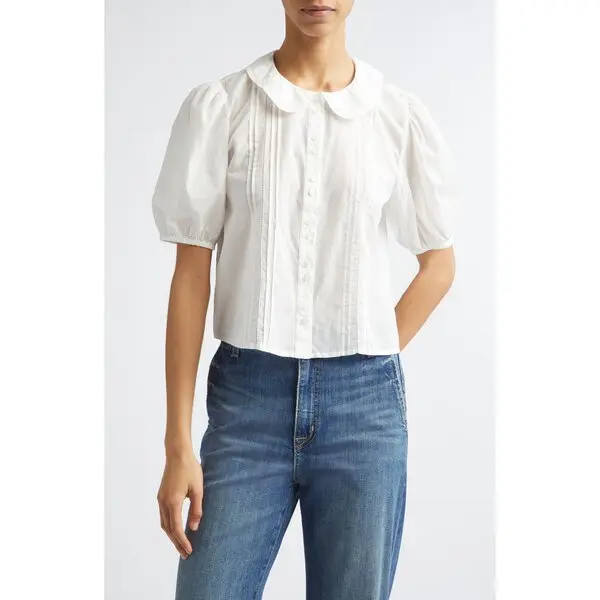 Mille Harriet Lace Detail Cotton Button-up Shirt