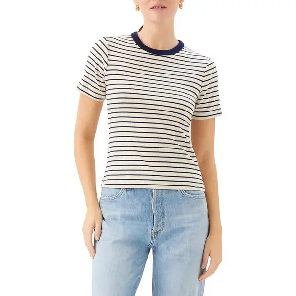 Fifteen Twenty Mandy Stripe T-shirt - Cream/navy