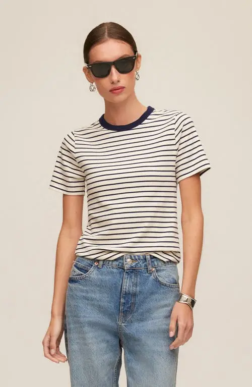Fifteen Twenty Mandy Striped T-shirt - Cream/navy