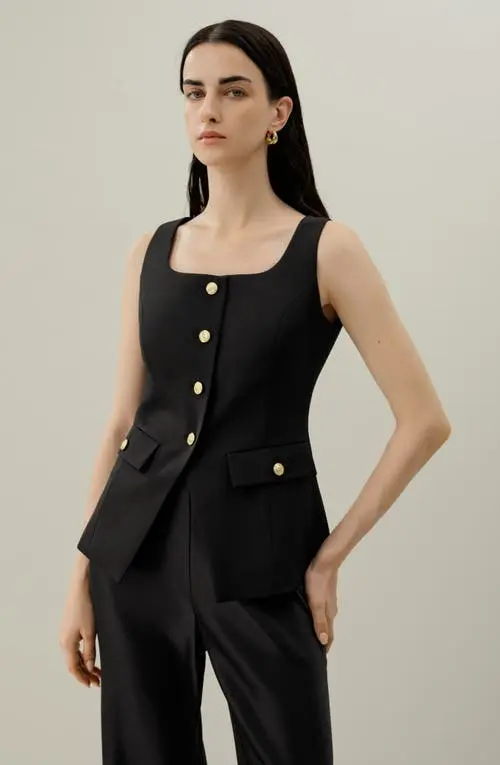 Lilysilk Cintré U-neck Sleeveless Vest - Black