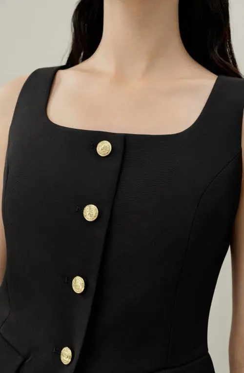 Lilysilk Cintré U-neck Sleeveless Vest - Black