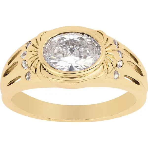 ATHRA LUXE Modern Muse Oval Bezel Cz Ring - Gold