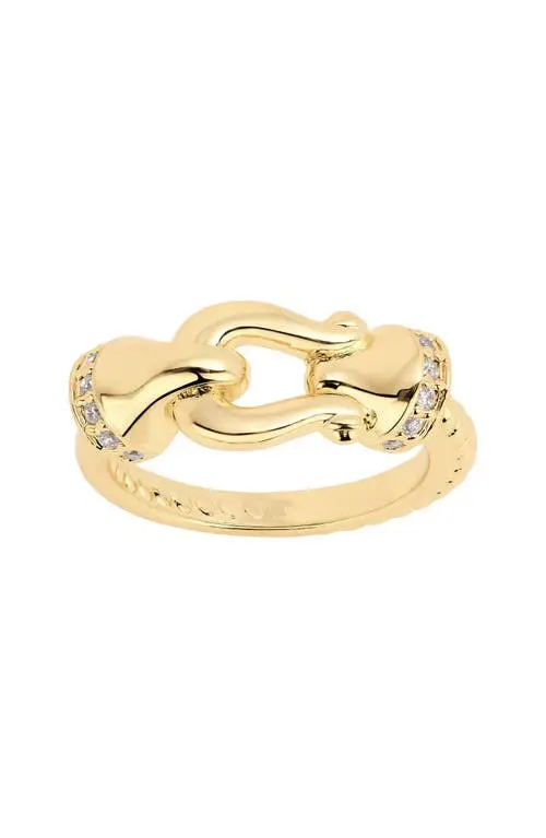 ATHRA LUXE Modern Muse Cz Horse Bit Ring - Gold